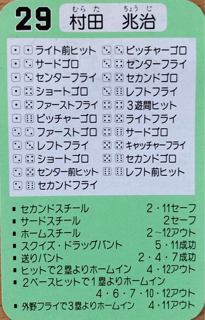 タカラ プロ野球カードゲーム  61年度ロッテオリオンズ 村田兆治