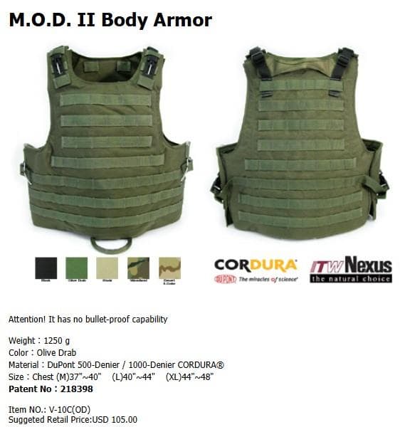 M.O.D. II Body Armor ボディーアーマー プレートキャリア
