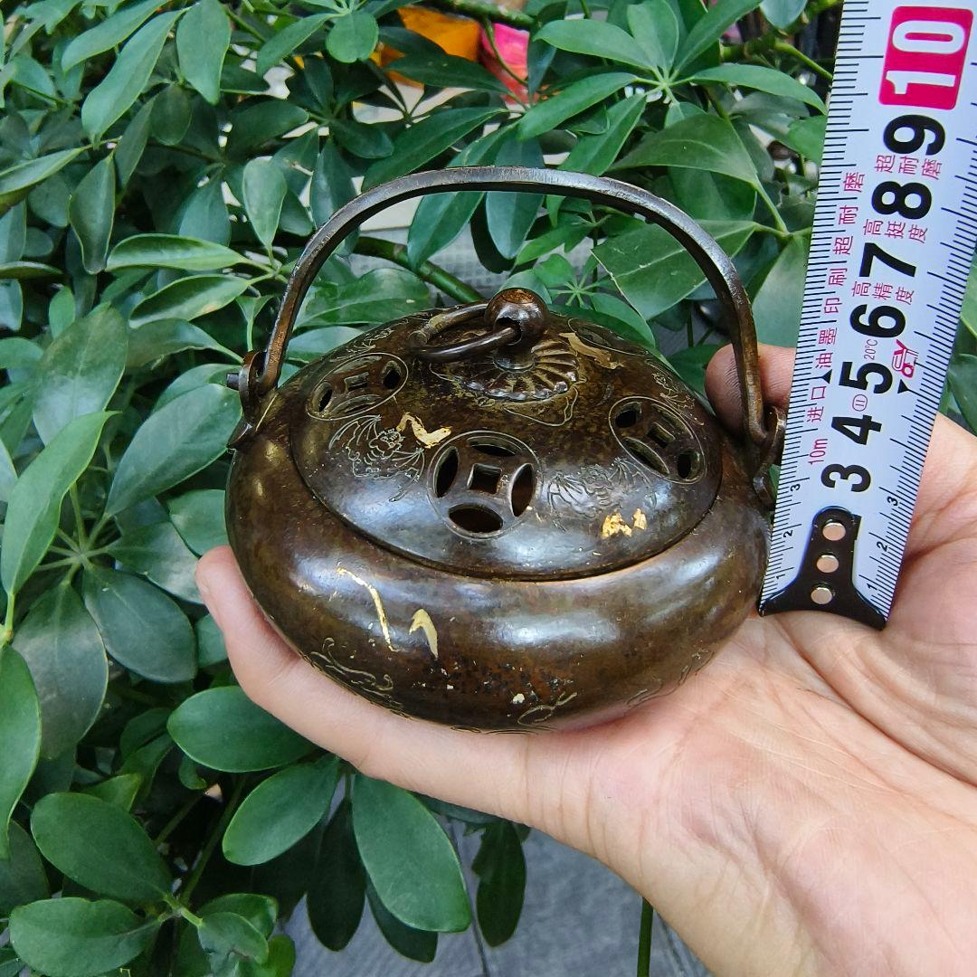 銅器 浄化空気香炉 暖手炉 禅意 香道 茶道 盤香炉 工芸品 置物