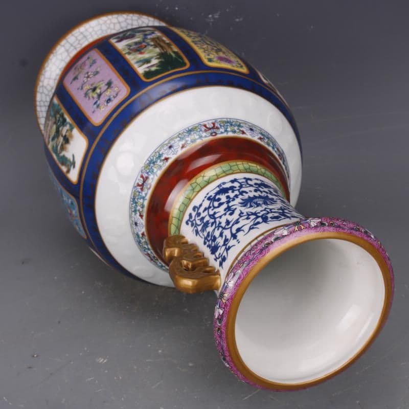 清乾隆蒔金琺瑯彩花鳥磁器王瓶 景徳鎮 陶磁器 装飾品 工芸品 美術品 置物