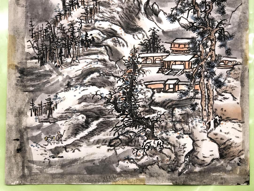 【 明代 藍瑛 】　木版水印「雪岑萧寺」　1655年　捲り