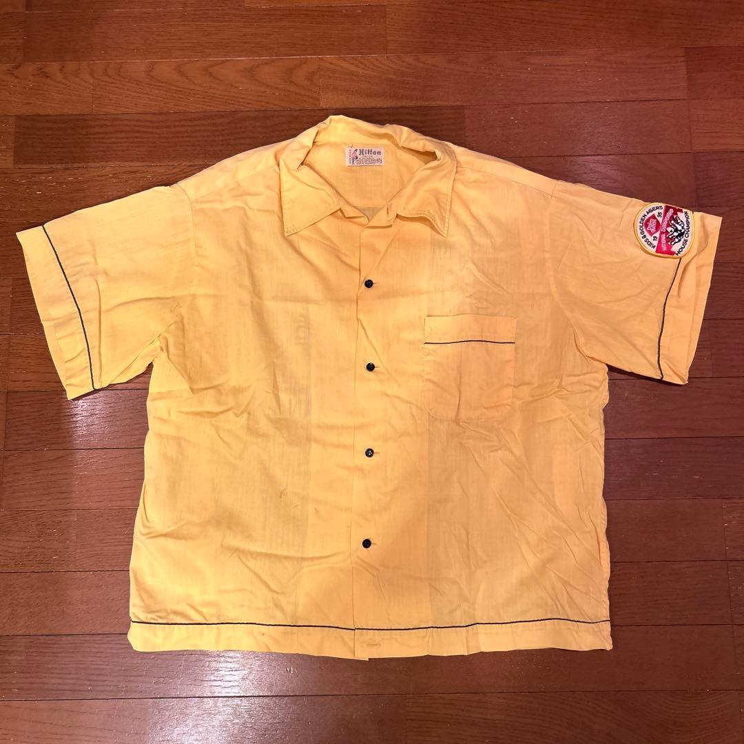 70s Hilton ボーリング シャツ イエロー 古着 アメカジ USA製