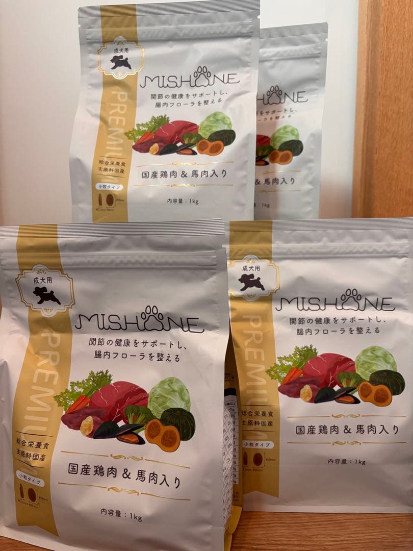 MISHONE ドライフード 国産鶏肉・馬肉 1kg 4袋