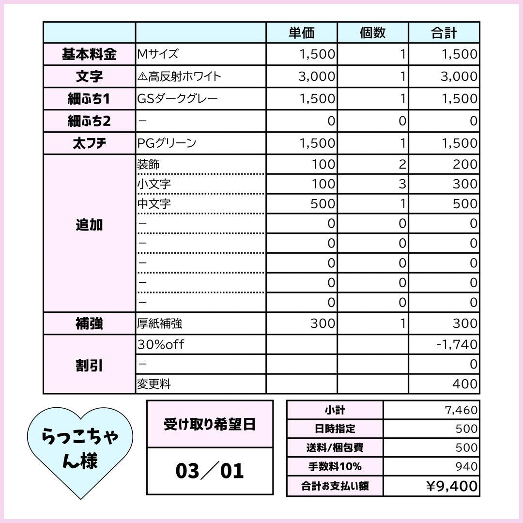 らっこちゃんページ♡0301ネームボード うちわ文字 連結文字 オーダー