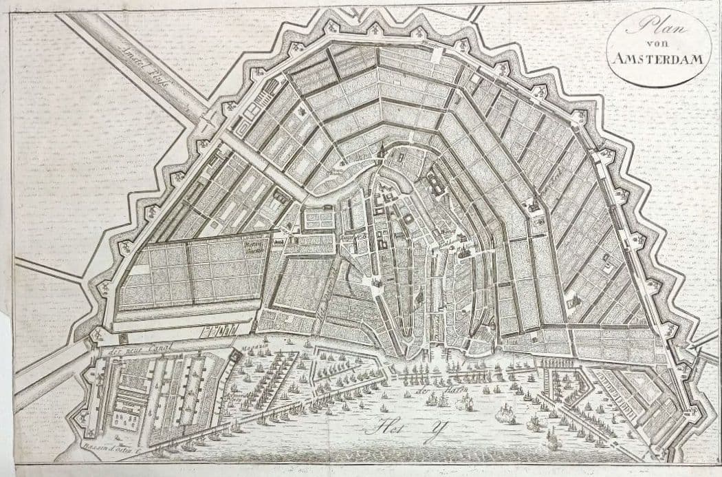額装品　西洋古地図　1800年頃　アムステルダム都市図