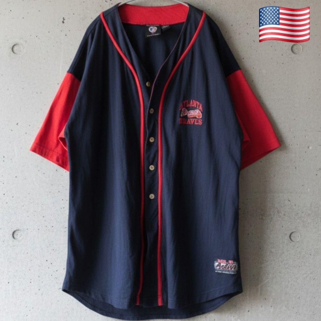 【MLB公式 1997年製】BRAVES ベースボールシャツ XL 希少古着