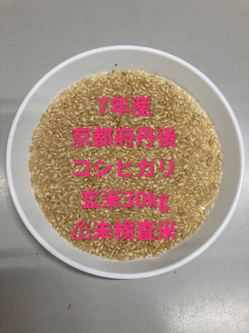 令和7年産「京都府丹後産コシヒカリ」玄米30㎏⚠︎未検査米　送料無料サービス！！