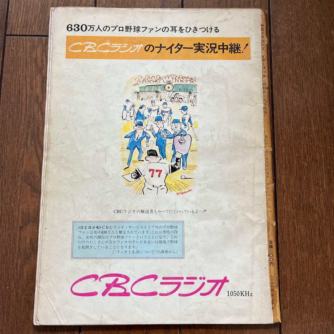 1974年 中日ドラゴンズ イヤーブック