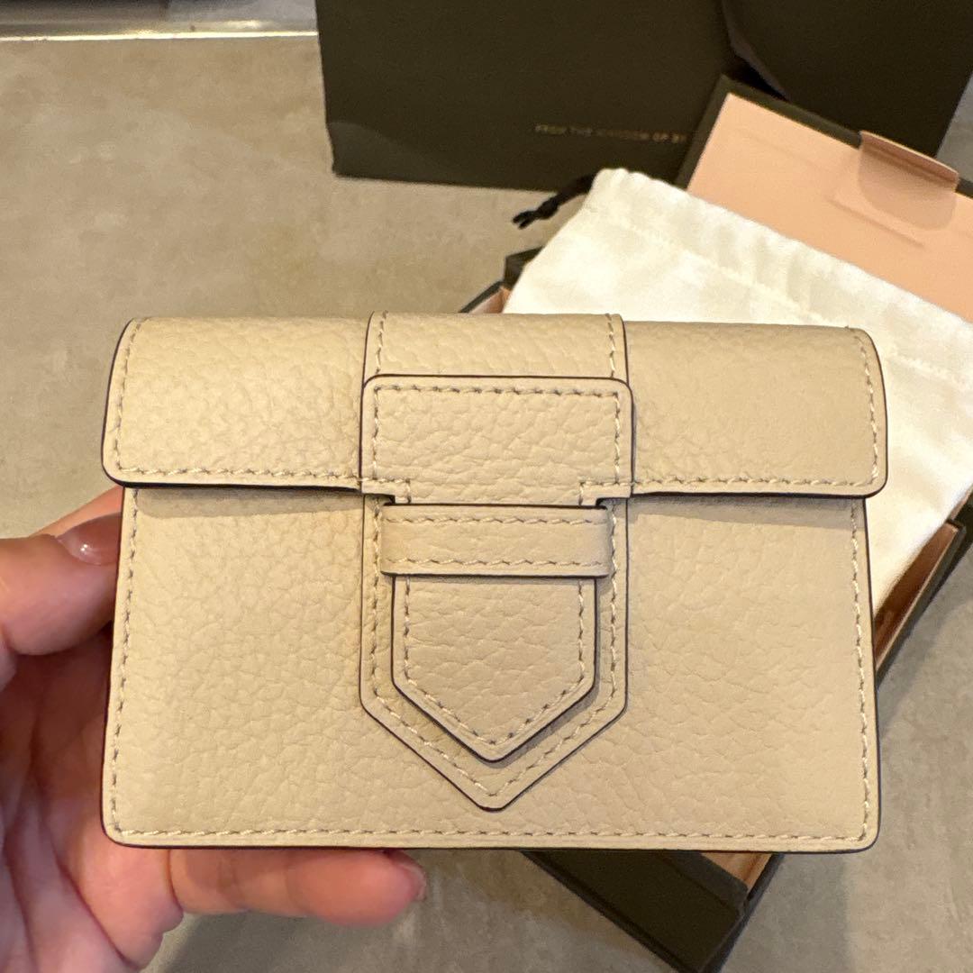 DELVAUX ベージュ レザー カードホルダー財布