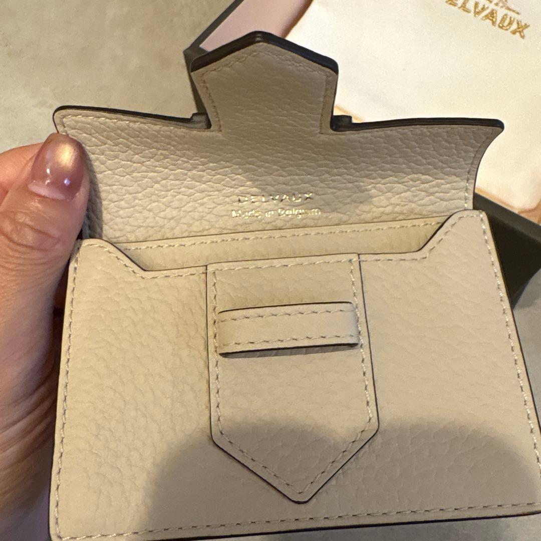 DELVAUX ベージュ レザー カードホルダー財布