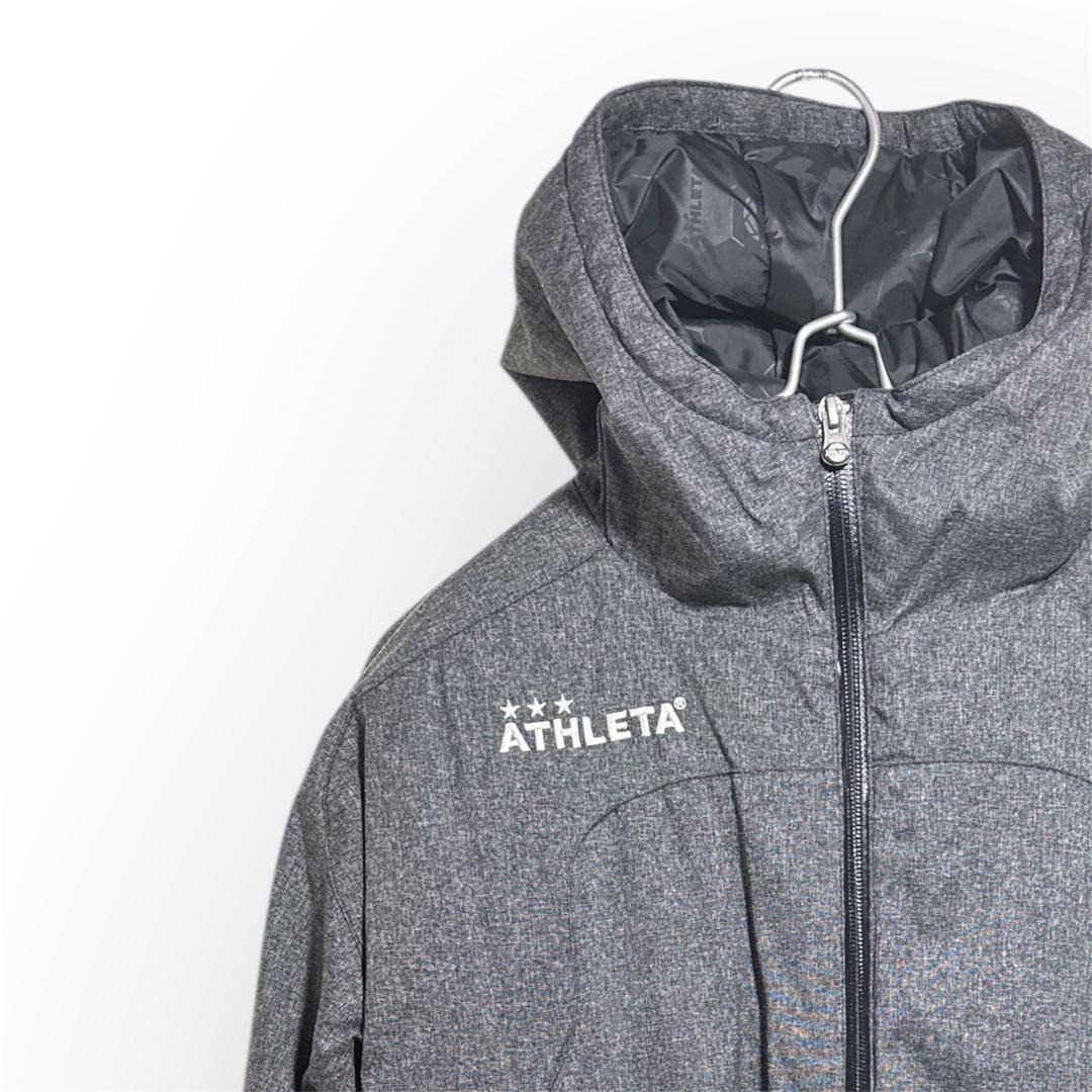 ATHLETA 中綿ジャケット メンズM グレー フード付き 防寒 アスレタ