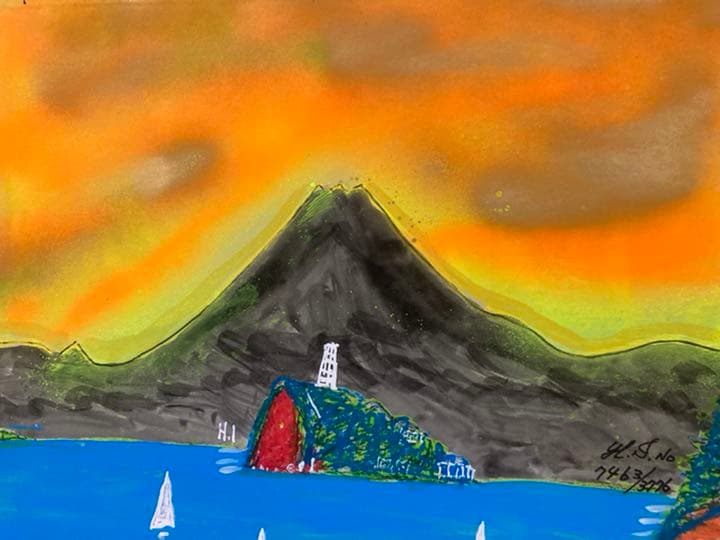 幻想絵画、空飛ぶ画家糸川裕志の富士山曼荼羅図の三十六点入り画帳