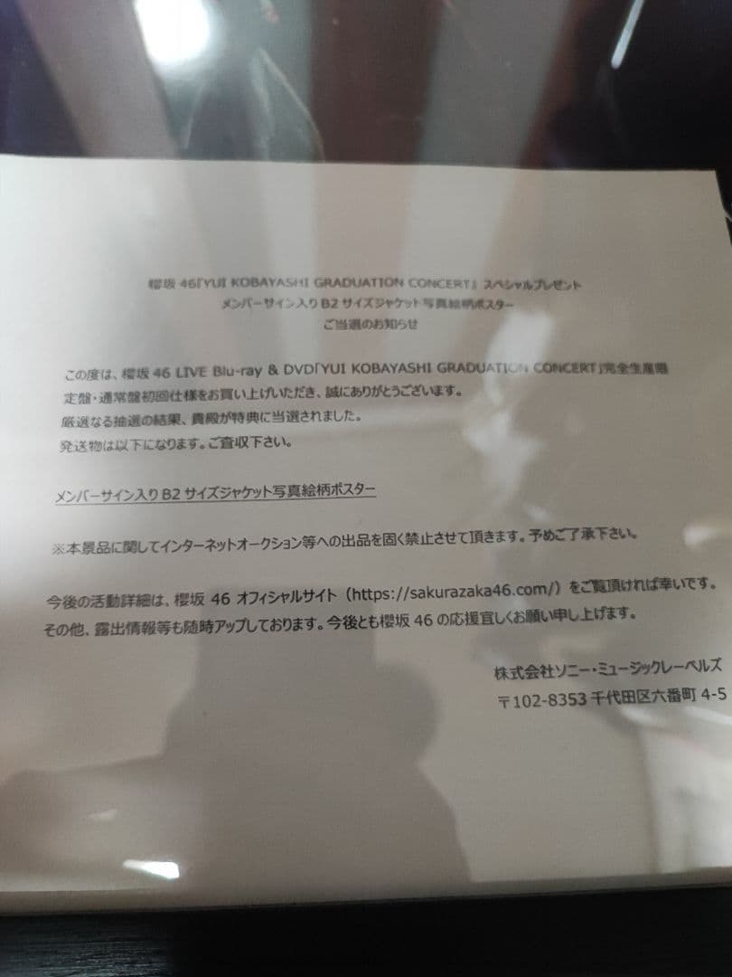 【直筆サイン入り】【当選通知付き】櫻坂46 守屋麗奈ポスター