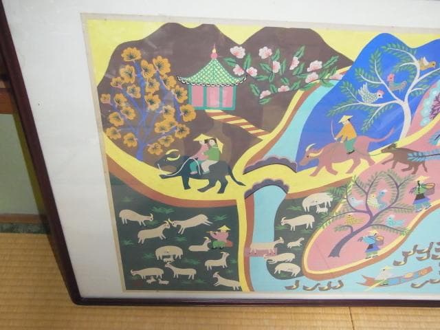 ’70年文化大革命◆高風作『農村風景』金山農民画 第４回江南之春美術展１等受賞者
