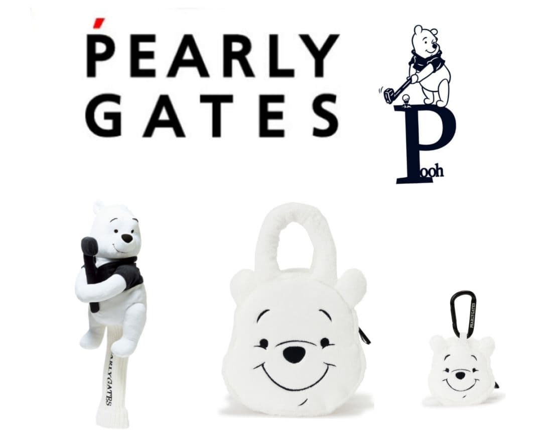 PEARLY GATES プーさん　ファー カートバッグ　ポーチ　3点セット▶️