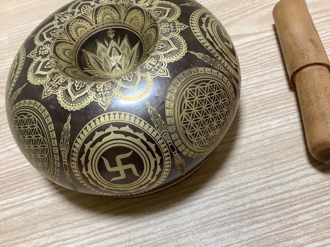 《 チベット密教　新品 》 シンギングボウル　倍音　曼荼羅　3点セット　82