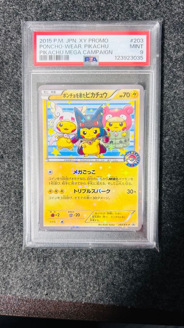 ポンチョを着たピカチュウ 203 プロモ ルカリオ PSA9