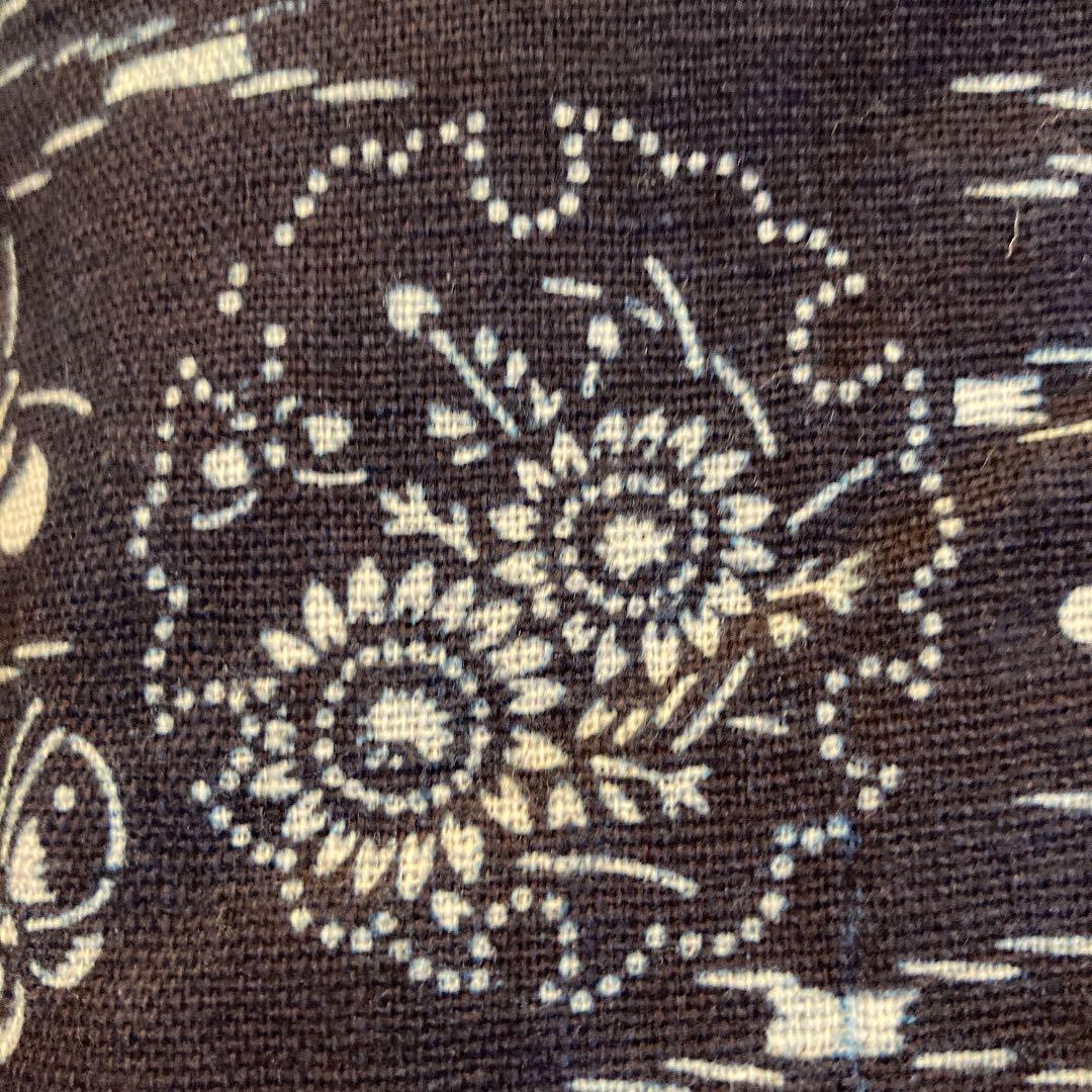 古布　両面染め　型染　藍染　蝶々　竹に雀　撫子　菊