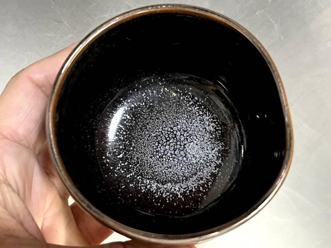 茶碗■赤膚焼 「尾西楽斎」 黒楽小茶碗 遠州七窯 黒釉 時代物 骨董品 希少■