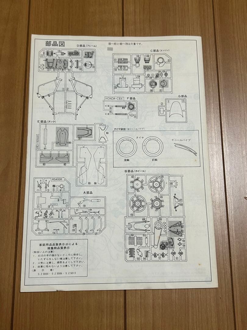 アオシマ　ホンダ　CBX400F　未付属パーツ&デカール&レジンパーツ付属