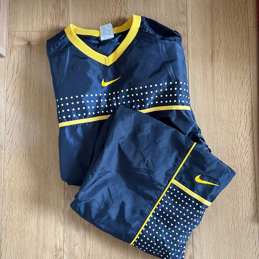 【NIKE】ナイロン ピステ セットアップ 上下 ネイビー ドット メンズL/M
