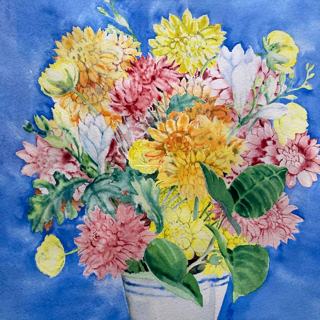 マイテ　デルテイユ￼「スペインの花瓶」有名フランス人画家額56×47絵37×28