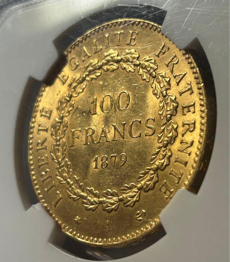1879A フランス G100フラン　エンゼル金貨　NGC MS63