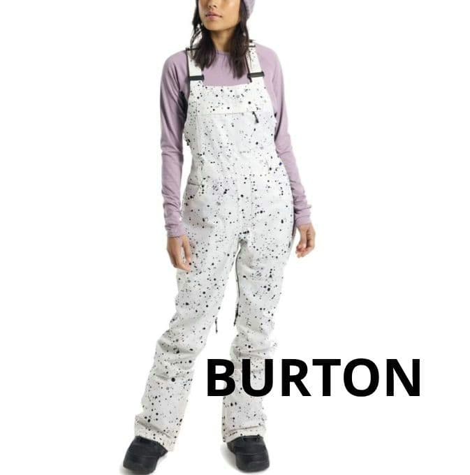 美品　Burton スノーボードウェア ホワイト スプラッター　ビブパンツ