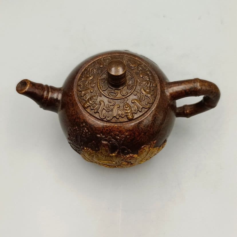 銅器 八仙過海鎏金壺 茶壺 酒壺 茶道具 煎茶器 装飾品 工芸品 置物