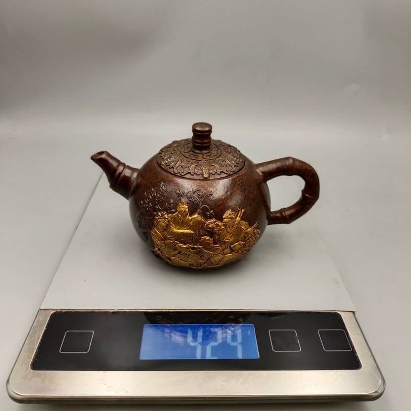 銅器 八仙過海鎏金壺 茶壺 酒壺 茶道具 煎茶器 装飾品 工芸品 置物