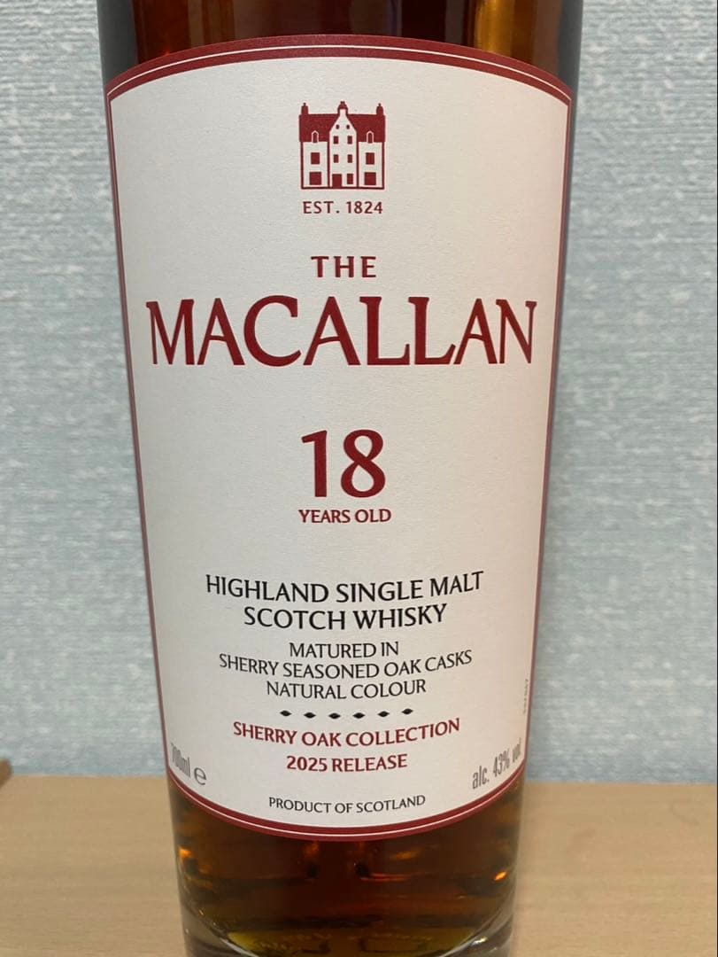 マッカランMACALLAN18年シェリーオーク2025 RELEASE 箱付き