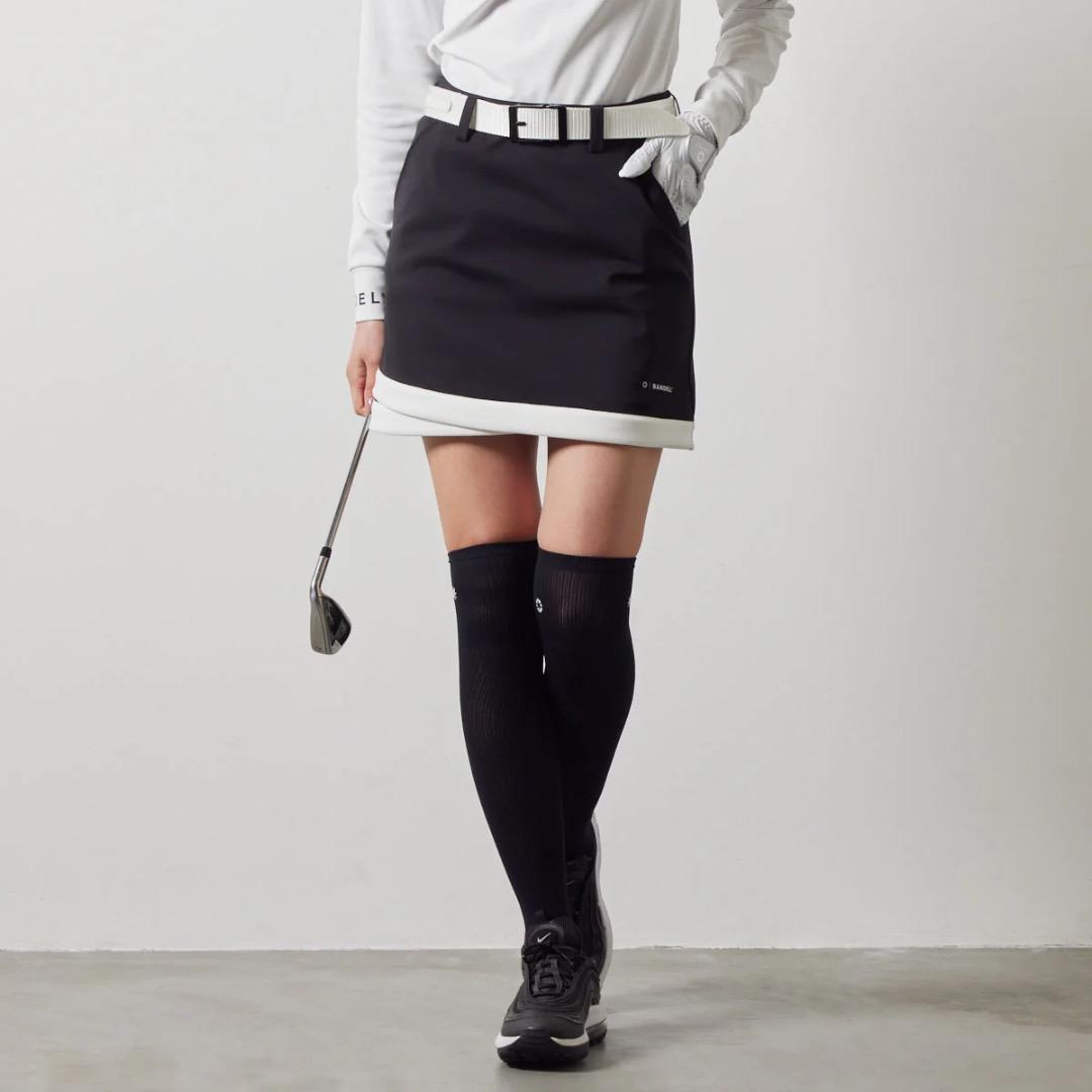 BANDL PIPING HEM SKIRT 黒/白