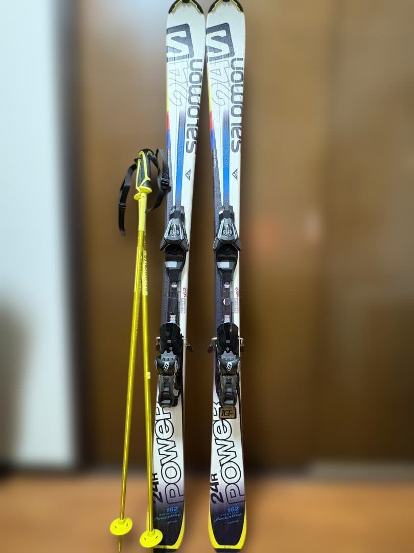 Salomon 24r power 162cm スキー板 サロモン ストック付き