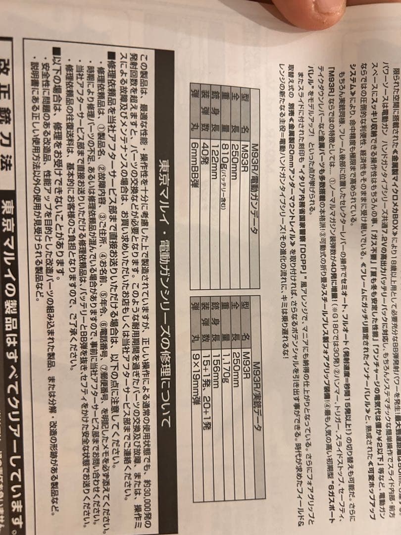 M93R モデルガン　東京マルイ　電動ガン　18禁　ハンドガン