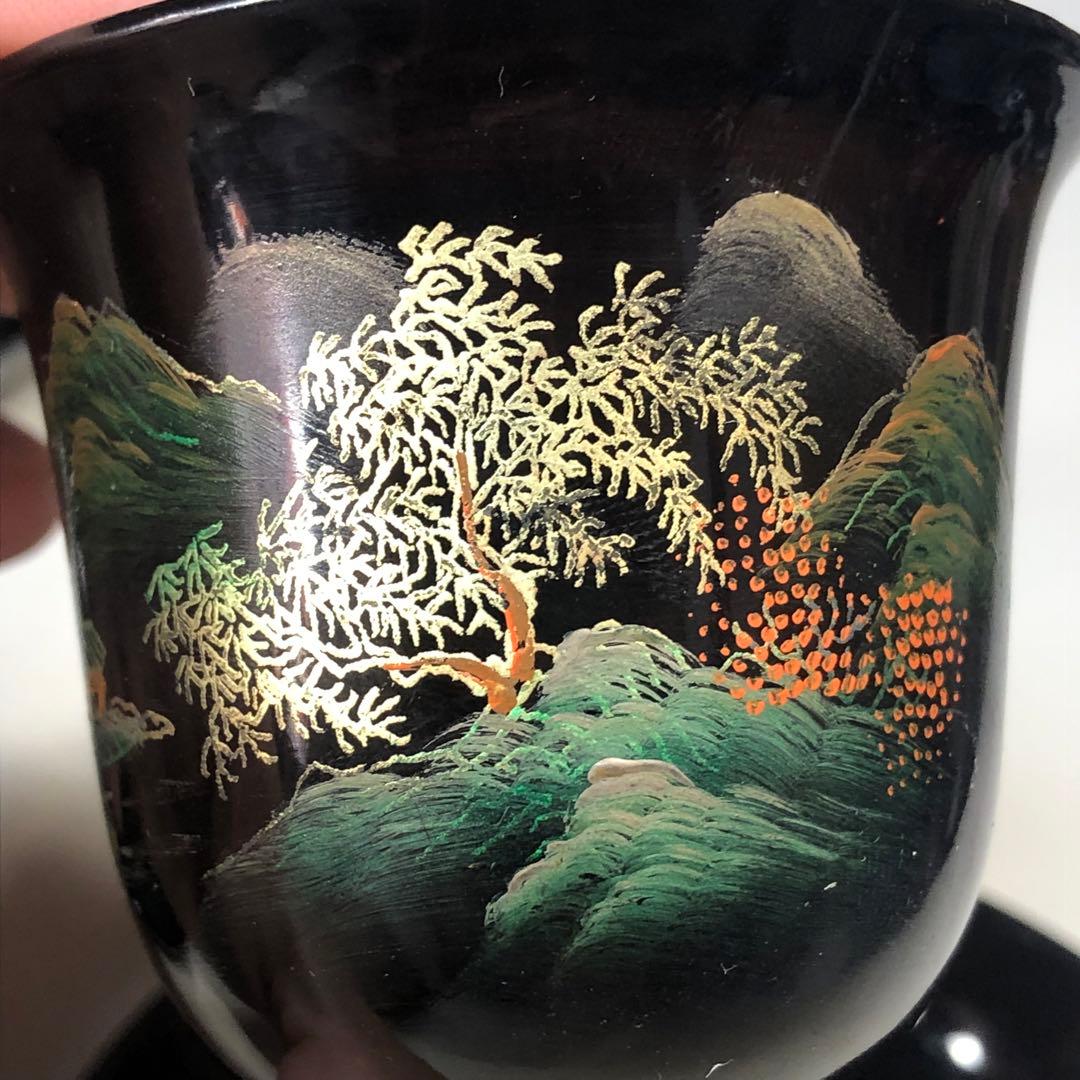 漆器　茶器セット　カップ＆ソーサー　ティーポット