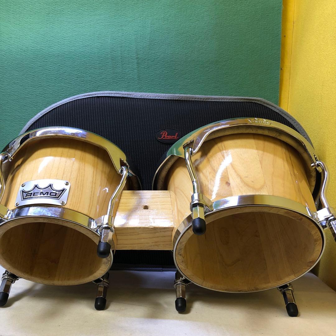か77● 【中古】REMO / CROWN BONGO ケース付き(pearl)