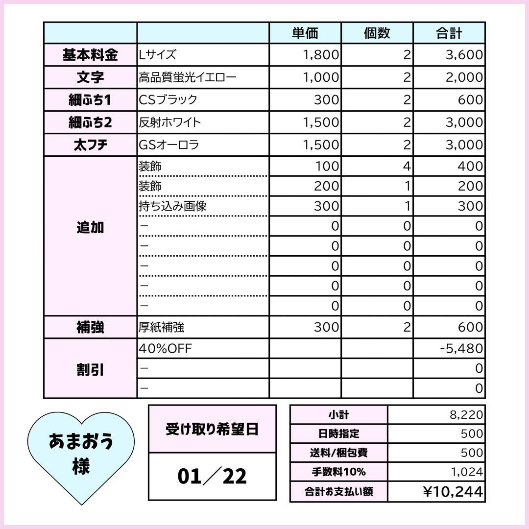 あまおうページ♡0122ネームボード うちわ文字 連結文字パネル オーダー