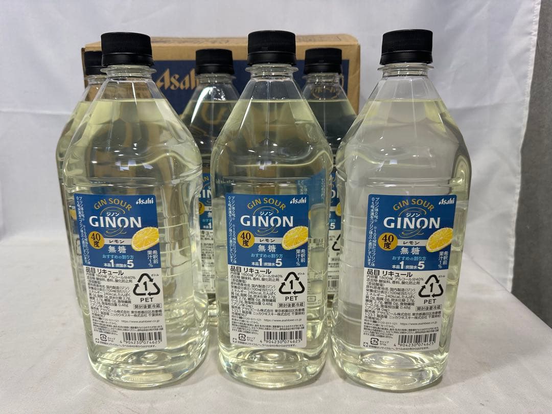 2. アサヒGINON ジノン 無糖 レモン 1.8Lペット×6本入り40％