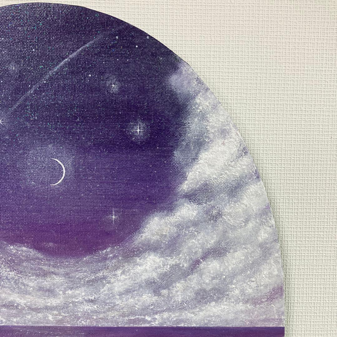 絵画　アクリル画　原画　星降る月夜に願う　海　星月夜　テクスチャーアート　S.I