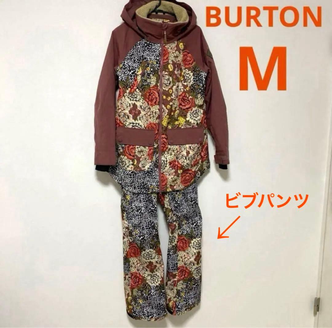 【M】 BURTON バートン レディース スノーボードウエア　ビブパンツ 花柄