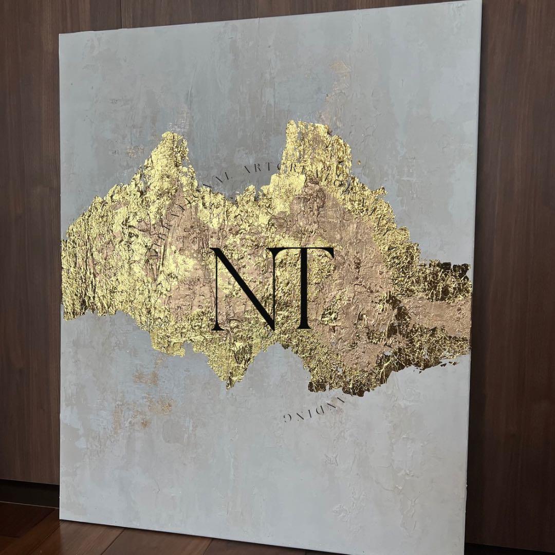 アート　絵画　インテリア海外　抽象画　モダン　ホテル　ギフト　金箔　ゴールド