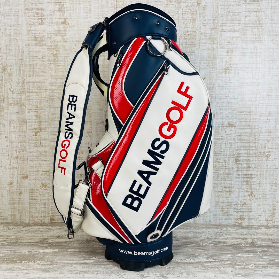 BEAMS GOLF ビームスゴルフ　ツアータイプキャディバッグ　トリコロール柄