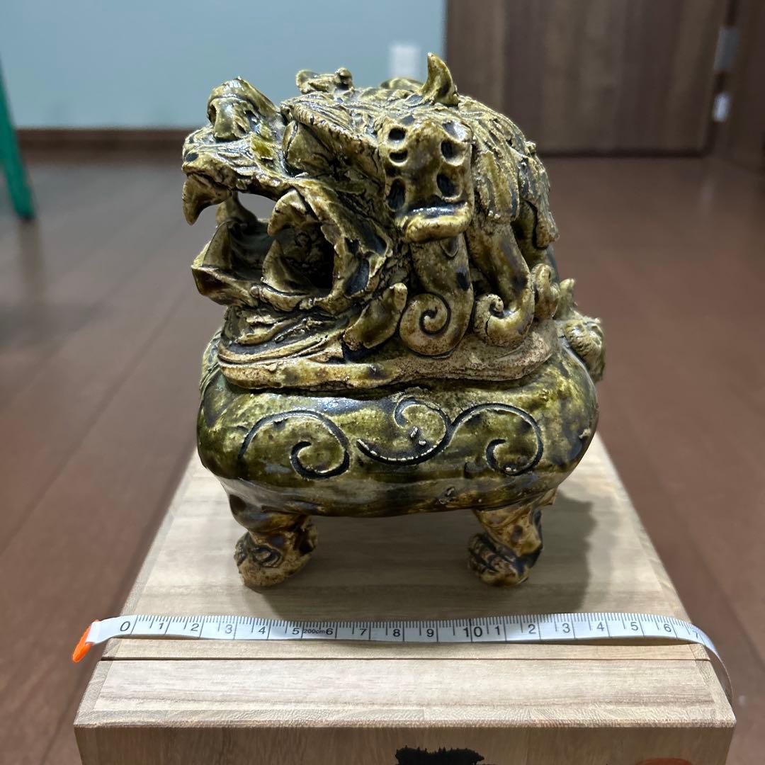 陶器製獅子香炉 約10cm