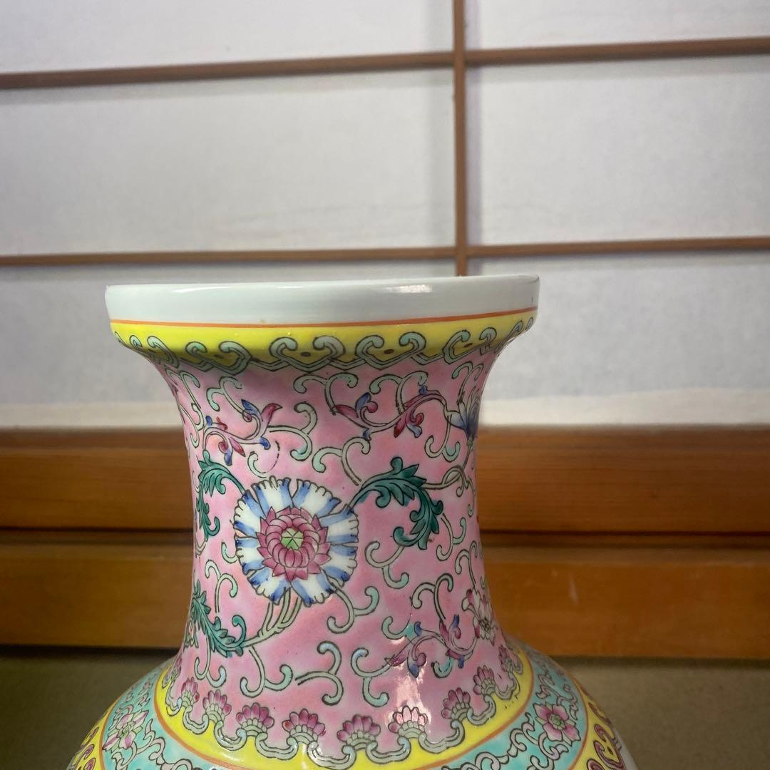 中国古玩色絵花瓶36cm20cm