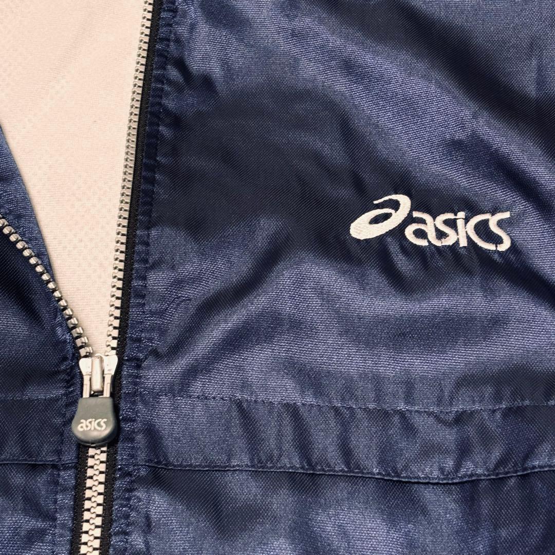 【美品】asics ウインドブレーカー セット 大きめ ネイビー スポーツ 陸上