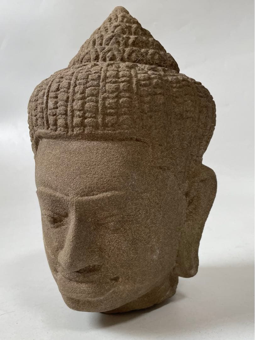 骨董　アンティーク　クメール　仏頭　ブッダ　Buddha head 仏像　石仏