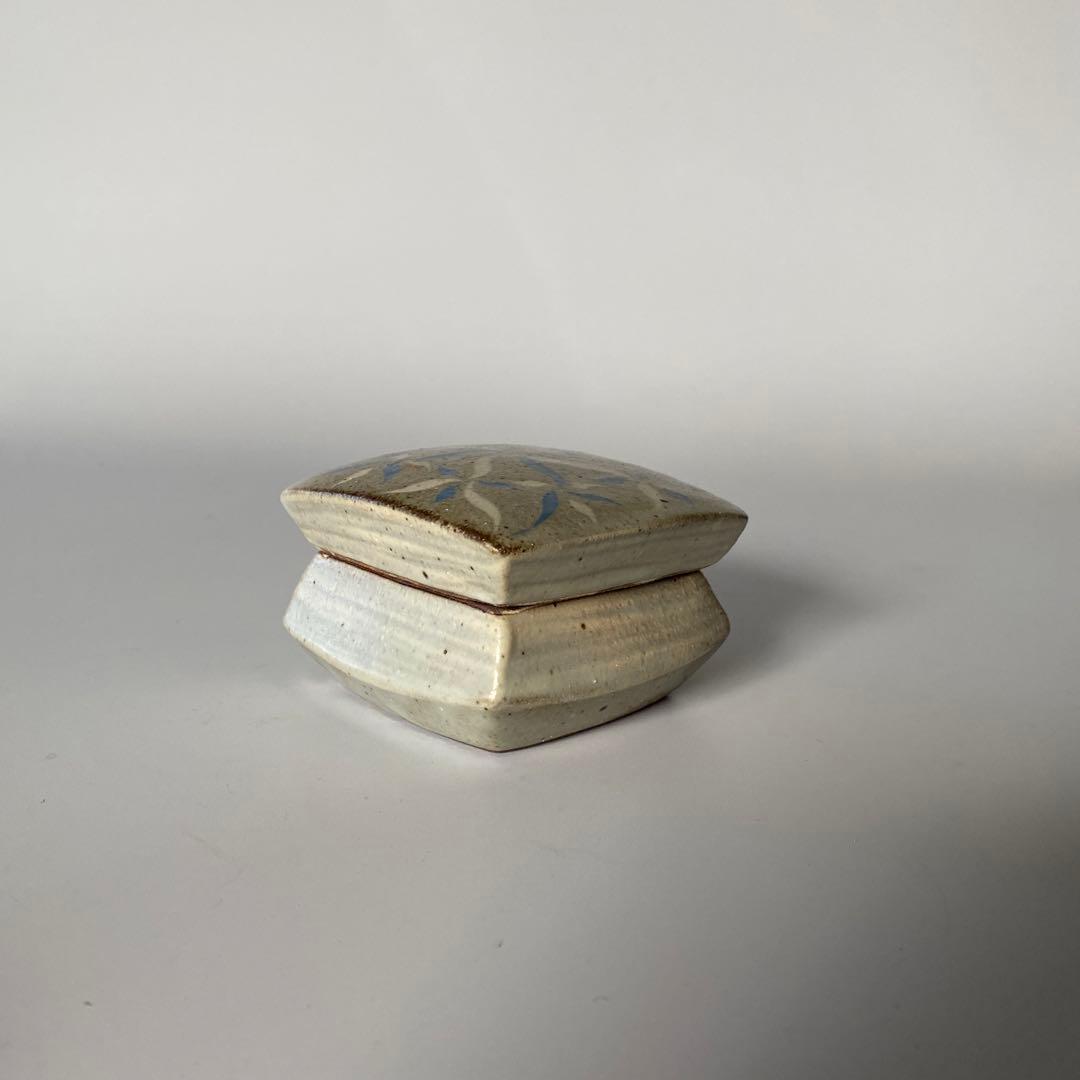 益子焼 島岡桂 縄文象嵌 角型 蓋物/香合（蓋付き小箱） 1対