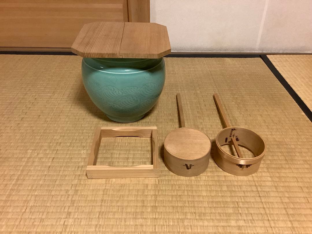 茶道具セット 青緑色 陶器製