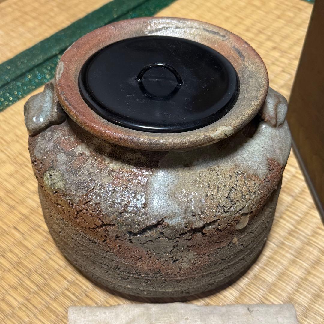 時代 古伊賀水指/日本美術 伊賀焼 茶道具 壷 骨董品 時代品 古美術品