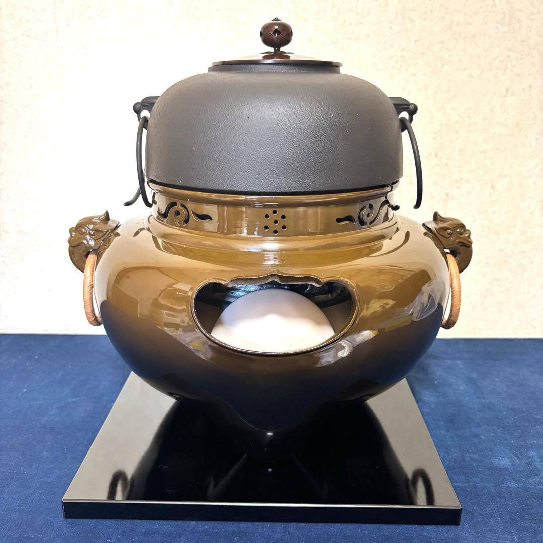 風炉/茶釜/電熱器/野々田製電熱器一体型風炉/鬼面風炉/志きの釜/敷板/茶道具